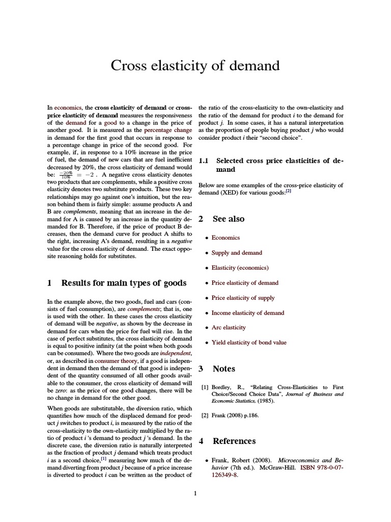 Cross Elasticity of Demand PDF | PDF | Demand | Elasticity (Economics)