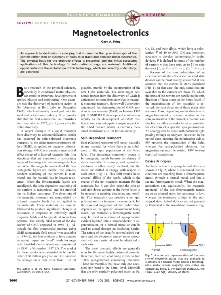 Magnetoelectronics: Cience | PDF | Ferromagnetism | Electromagnetism