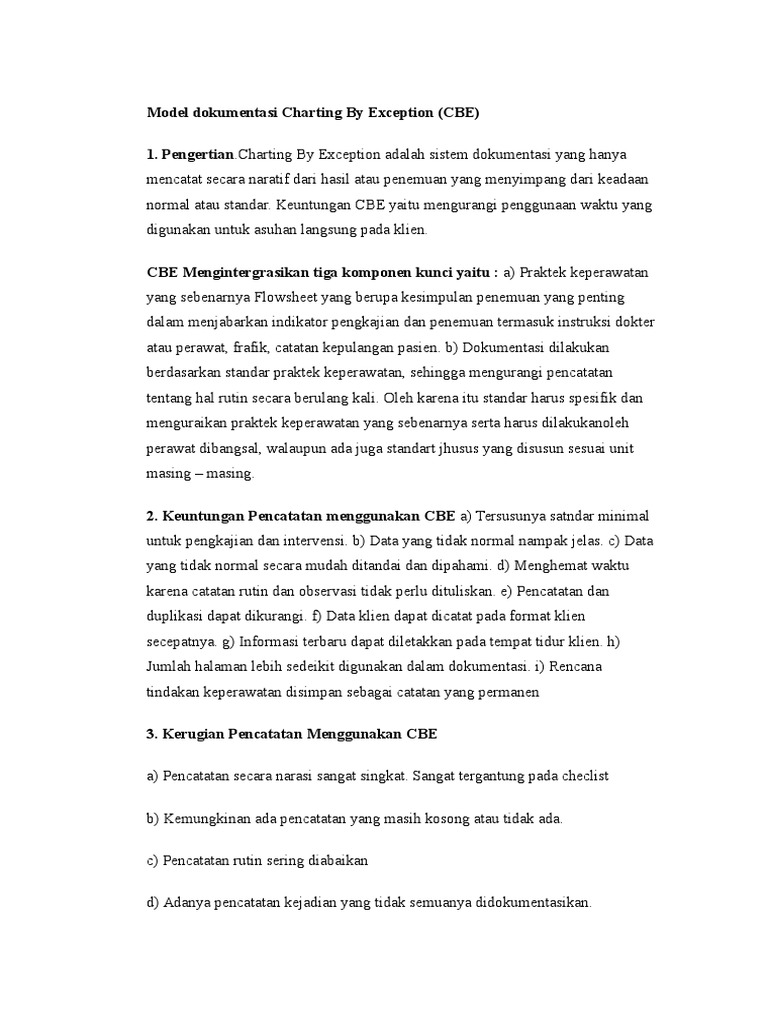 Model Dokumentasi Charting by Exception | PDF