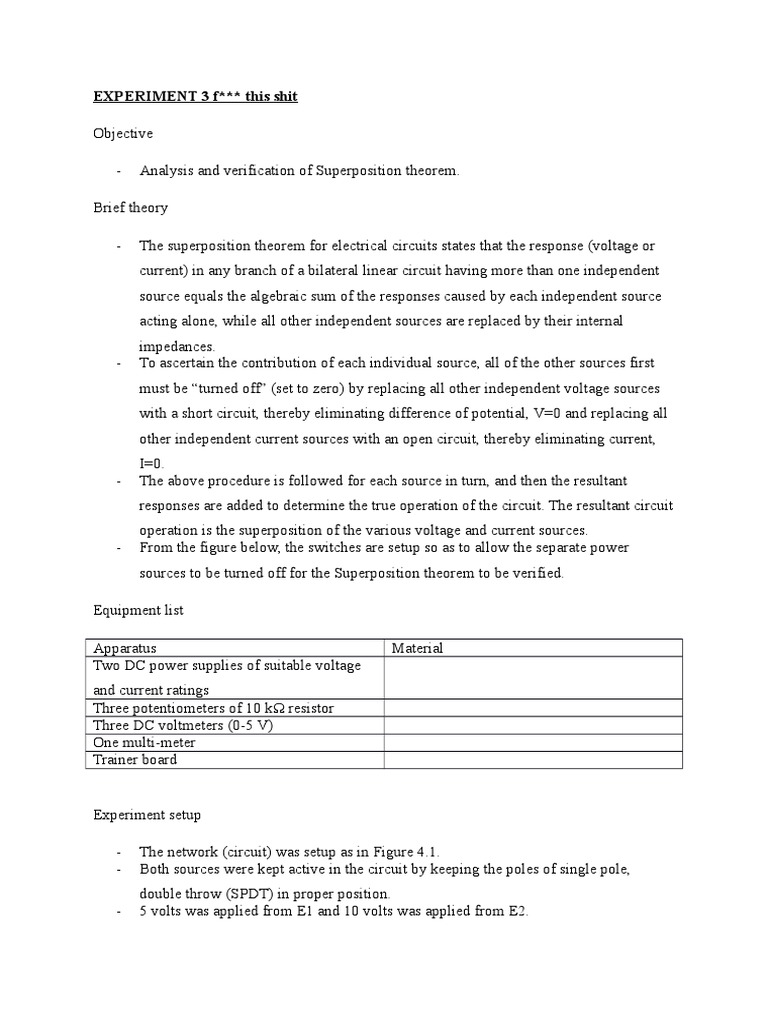 EXPERIMENT 3 F This Shit | PDF | Electrical Network | Voltage