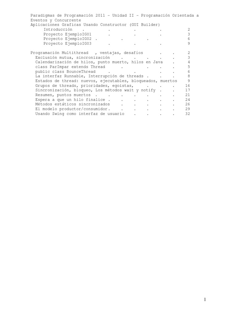 Unidad II - Programacion Orientada A Eventos y Concurrente | PDF | Hilo ...