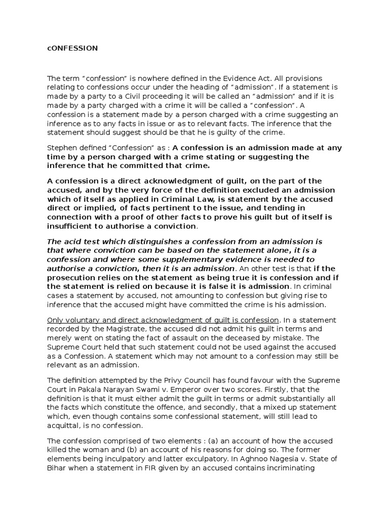 Confession | PDF | Confession (Law) | Evidence (Law)