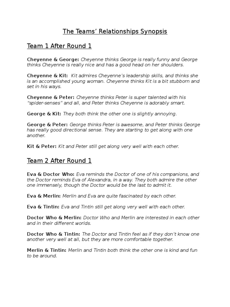 Team Relationships After Round 1 Summary | PDF | Leisure