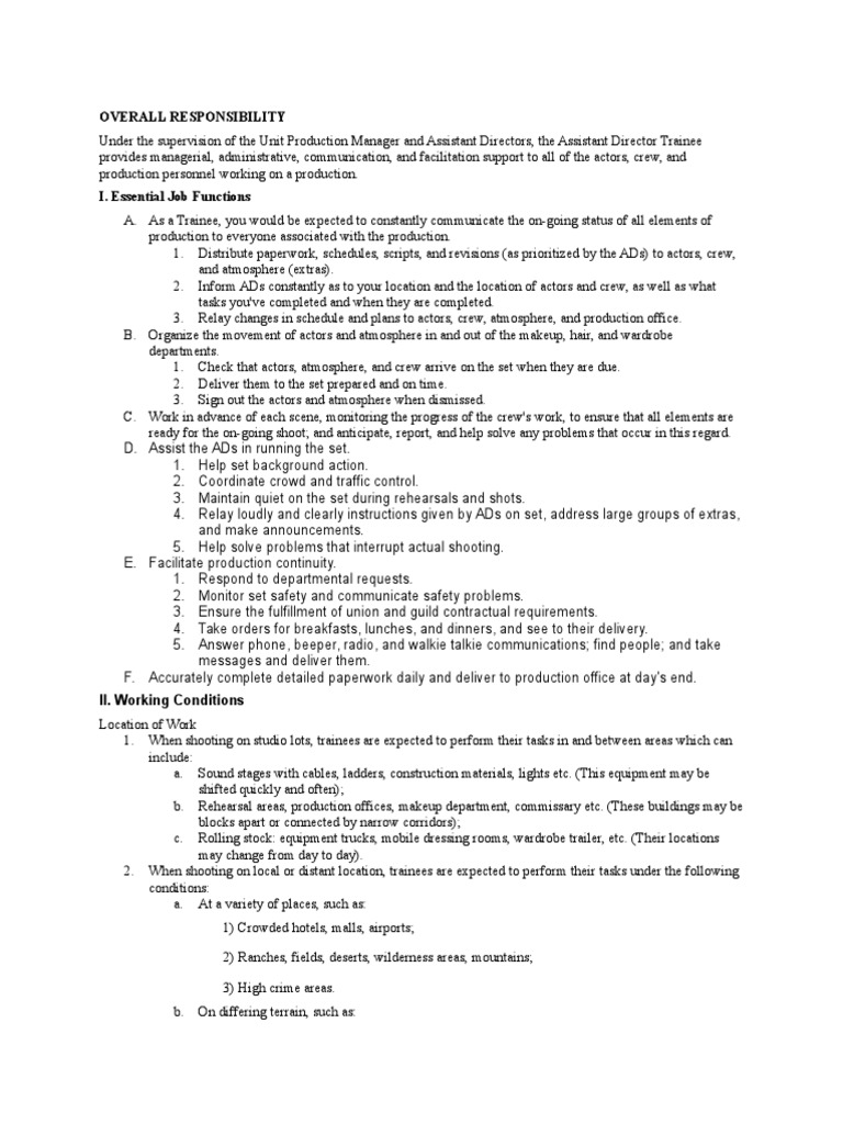 An Overview of the Responsibilities and Demands of a Third Assistant ...