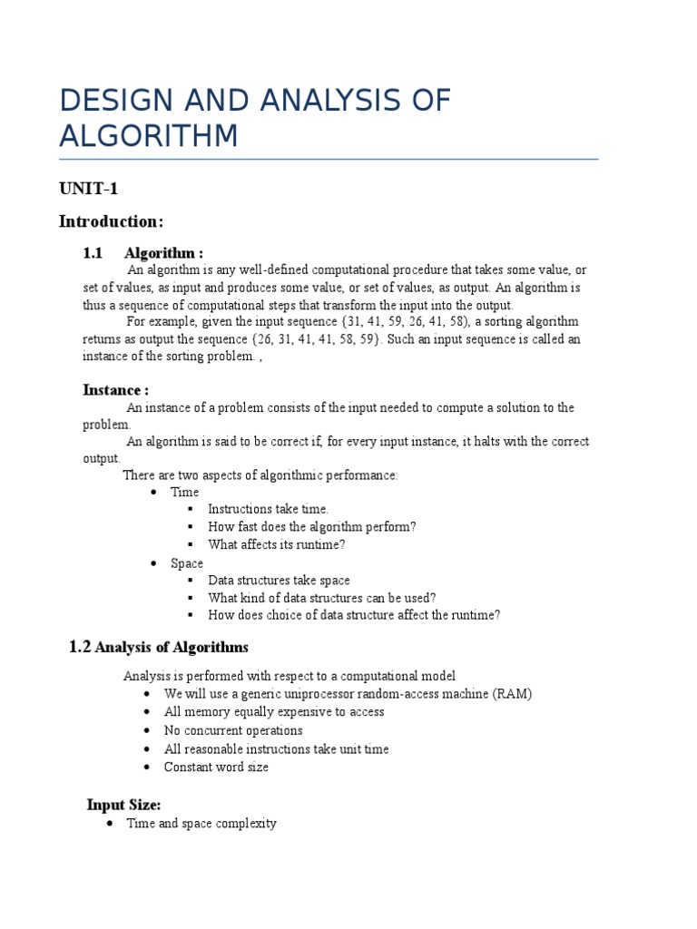 Design and Analysis of Algorithm | PDF | Algorithms And Data Structures ...