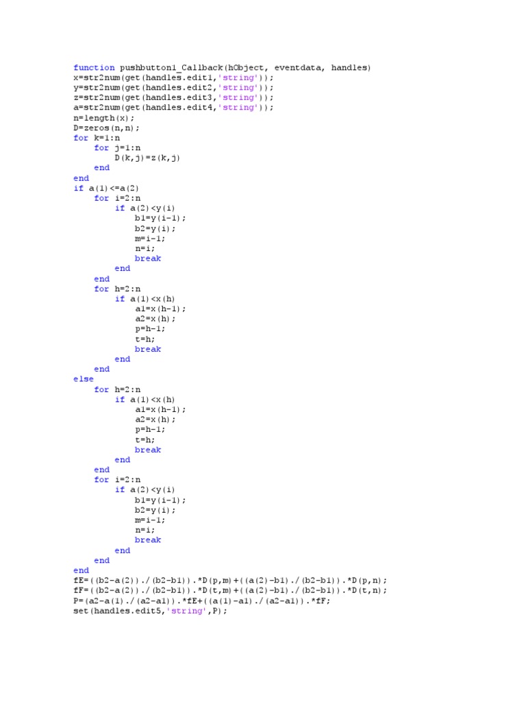 MATLAB GUI Callback Functions Explained | PDF | Science & Mathematics