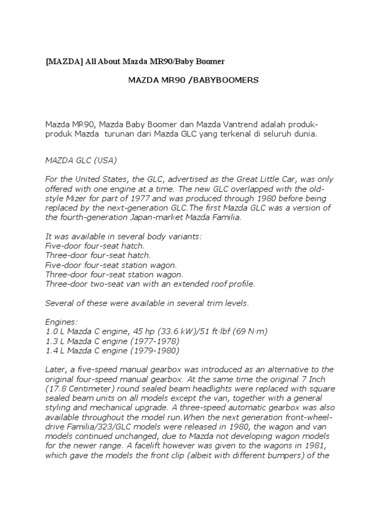 All About Mazda Vantrend | PDF