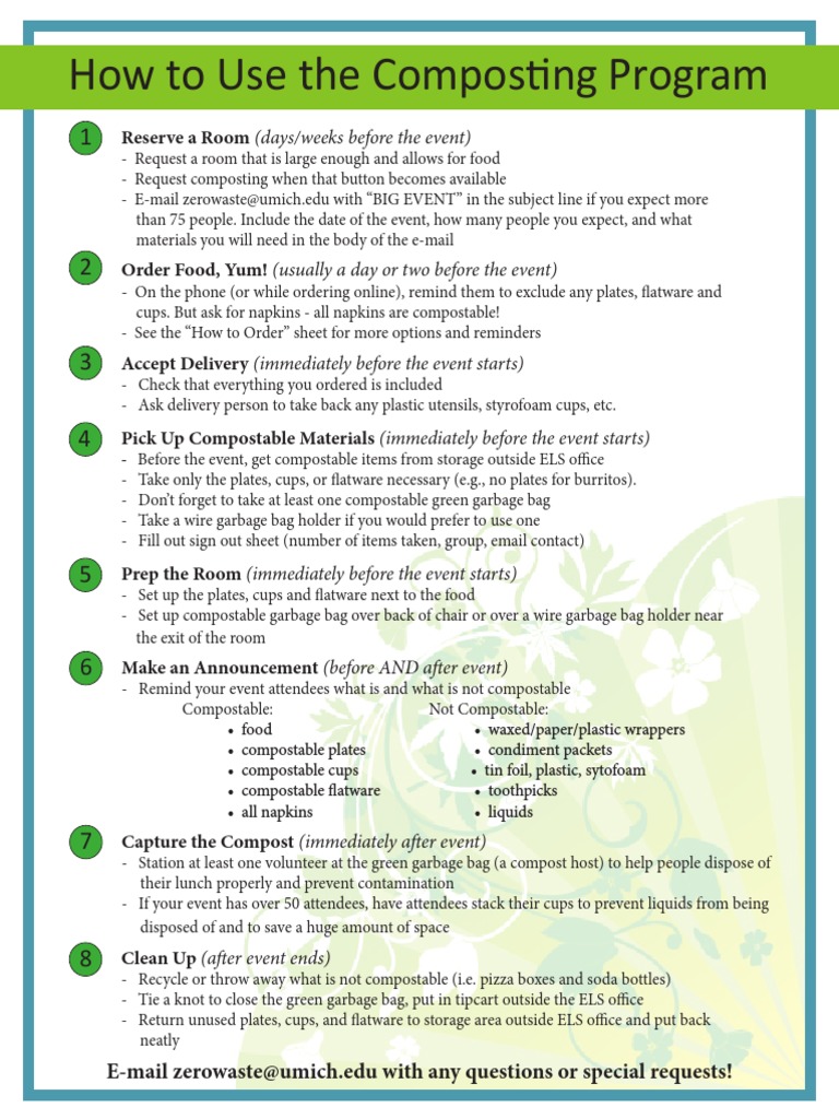 How To Use The Composting Program: E-Mail Zerowaste@umich - Edu With ...