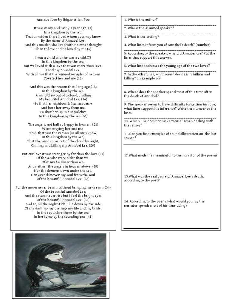 Annabel Lee Worksheet | PDF | Poetry