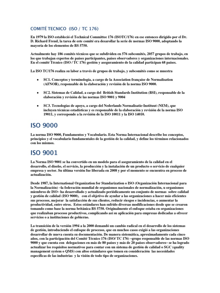 Technical Committee 176 | PDF | Iso 9000 | Organización internacional ...
