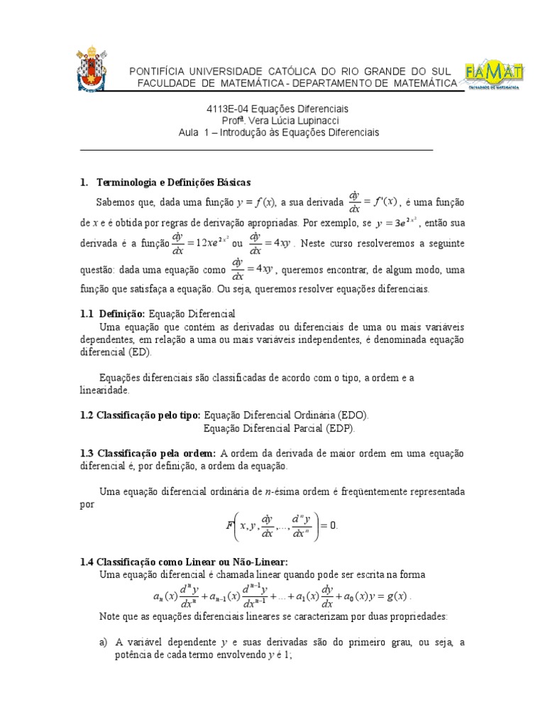 Introdução às equações diferenciais: conceitos fundamentais e ...