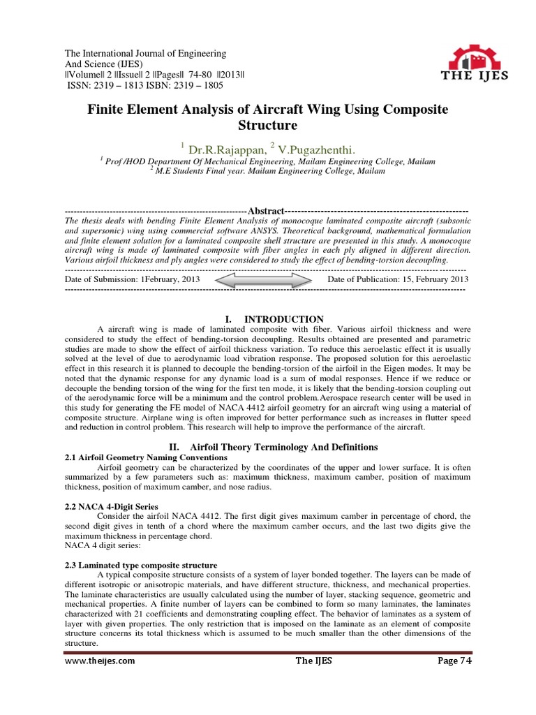 Finite Element Analysis of Aircraft Wing Using Composite Structure ...