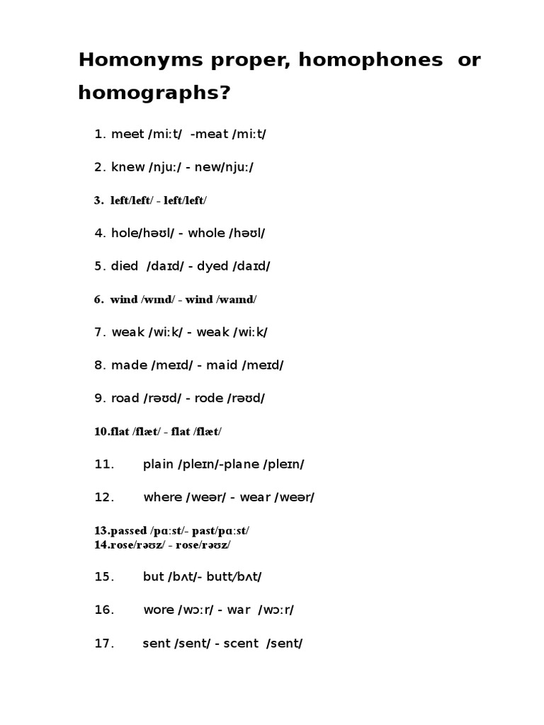 Homonyms Proper, Homophones or Homographs?: 3. Left/left/ - Left/left ...
