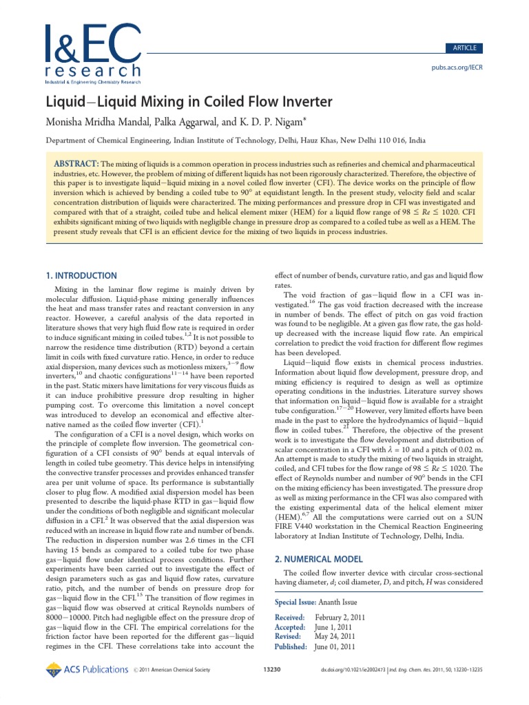 Liquid-Liquid Mixing PDF | PDF | Reynolds Number | Computational Fluid ...