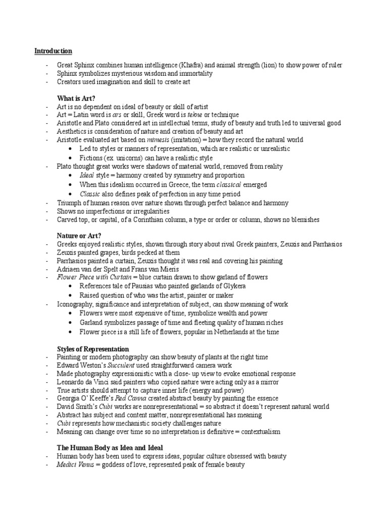 APAH Introduction Notes Stokstad | PDF | Art History | Sculpture