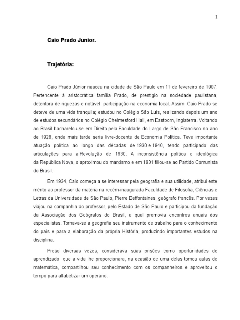 TCC Capitulo 1 Caio Prado Junior | PDF | Marxismo | Sociologia