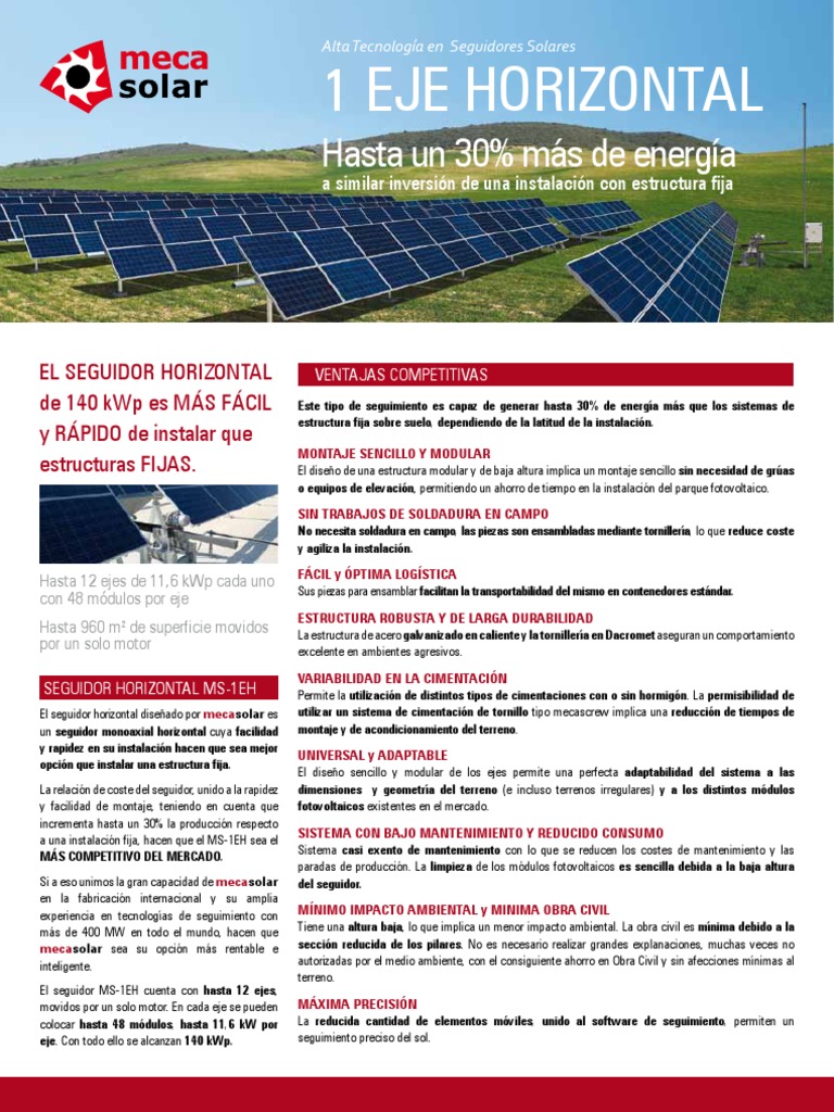 1 Horizontal Axis Tracker Mecasolar Catalog | PDF | Fotovoltaica ...