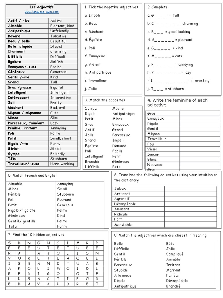 GCSE Adjectives Revision | PDF | Language Arts & Discipline