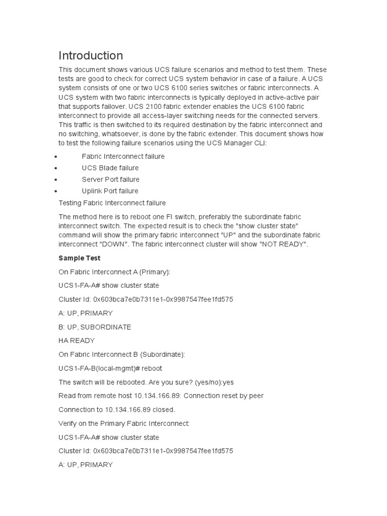 Comprehensive Guide to Testing Common UCS Failure Scenarios Using the ...