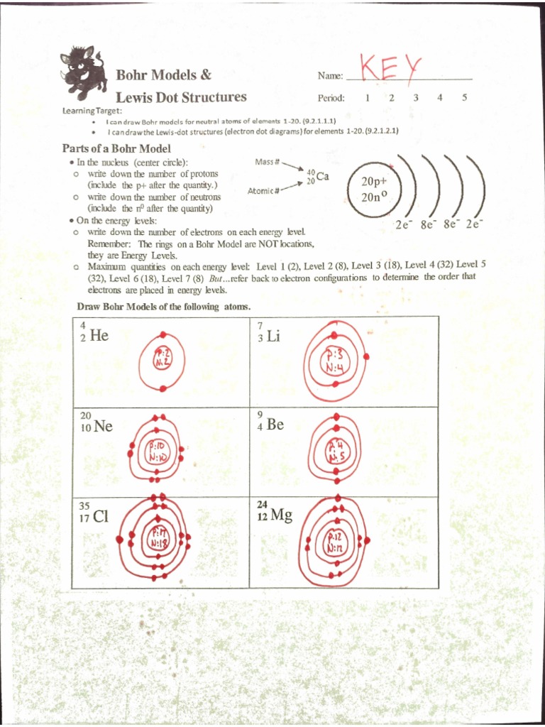 Bohr Models Lewis Dot Structures KEY | PDF