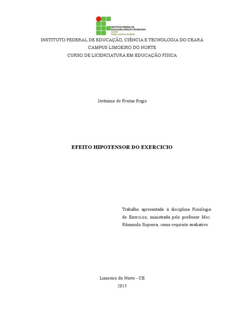 Efeito Hipotensor | PDF | Hipertensão | Especialidades médicas