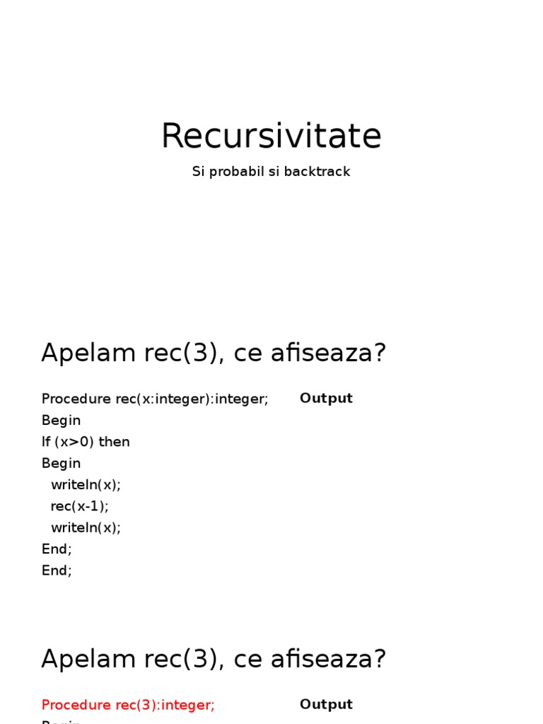 Recursivitate: Si Probabil Si Backtrack | PDF | Teaching Methods ...