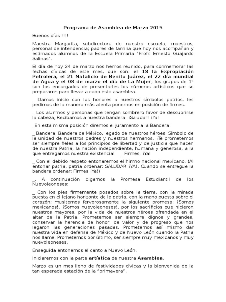 Programa de Asamblea de Marzo 2015 | México | Mujer | Prueba gratuita de 30 días | Scribd