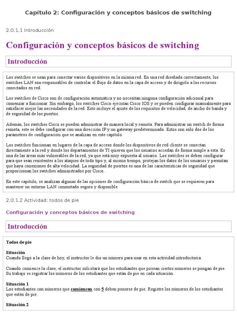 CCNA2 - Capítulo 2 - Configuración y Conceptos Básicos de Switching ...