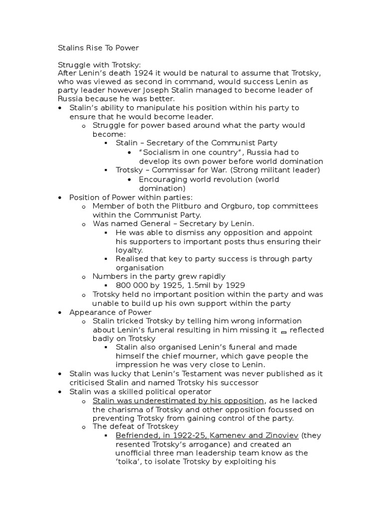 Stalins Rise To Power | PDF | Leon Trotsky | Joseph Stalin