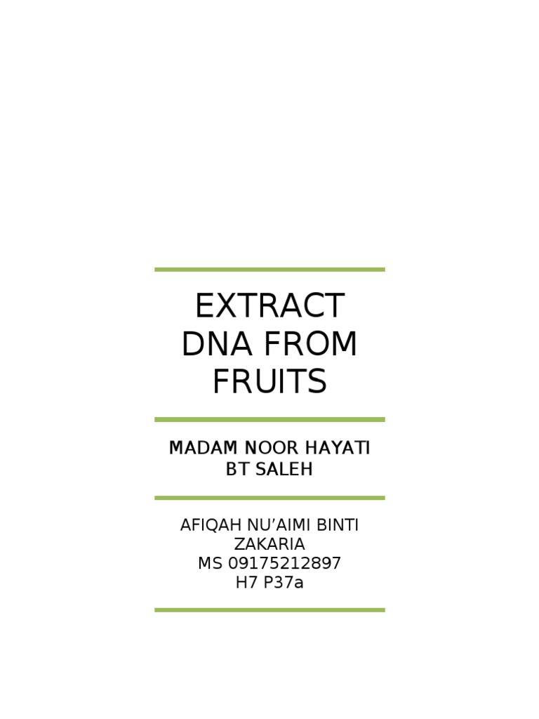 How To Extract DNA From Fruits | PDF | Cell (Biology) | Filtration