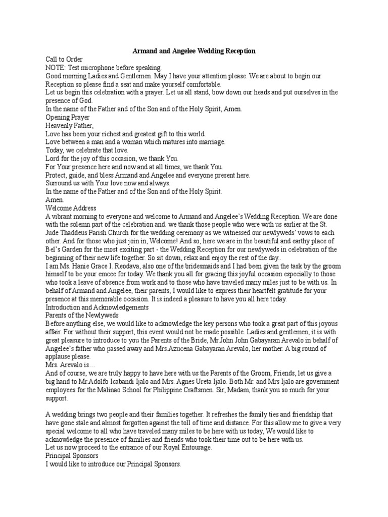 Wedding Script Edited | Download Free PDF | Ceremonies | Wedding