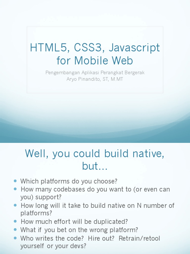 HTML5, CSS3, Javascript For Mobile Web: Pengembangan Aplikasi Perangkat ...