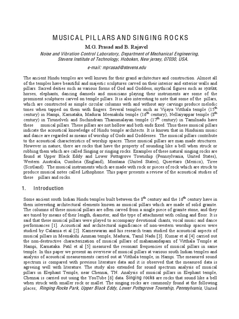 Musical Pillars and Singing Rocks | Download Free PDF | Spectrum ...