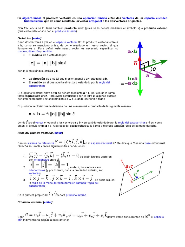 Producto Vectorial (Definicion) | PDF | Vector Euclidiano | Espacio vectorial
