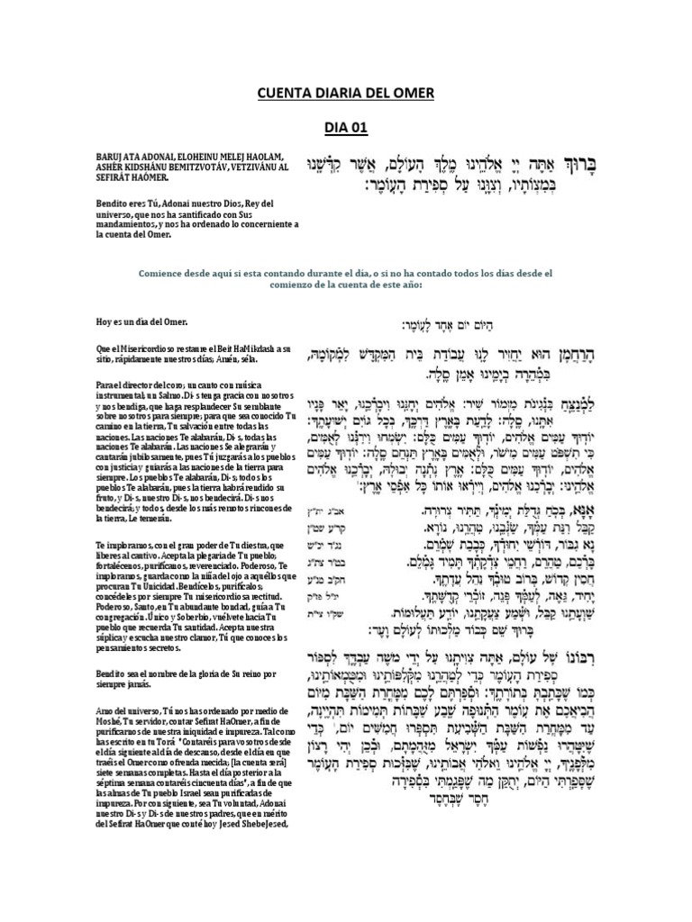 Guía Diaria para Contar el Omer | PDF | Santo | Espiritualidad