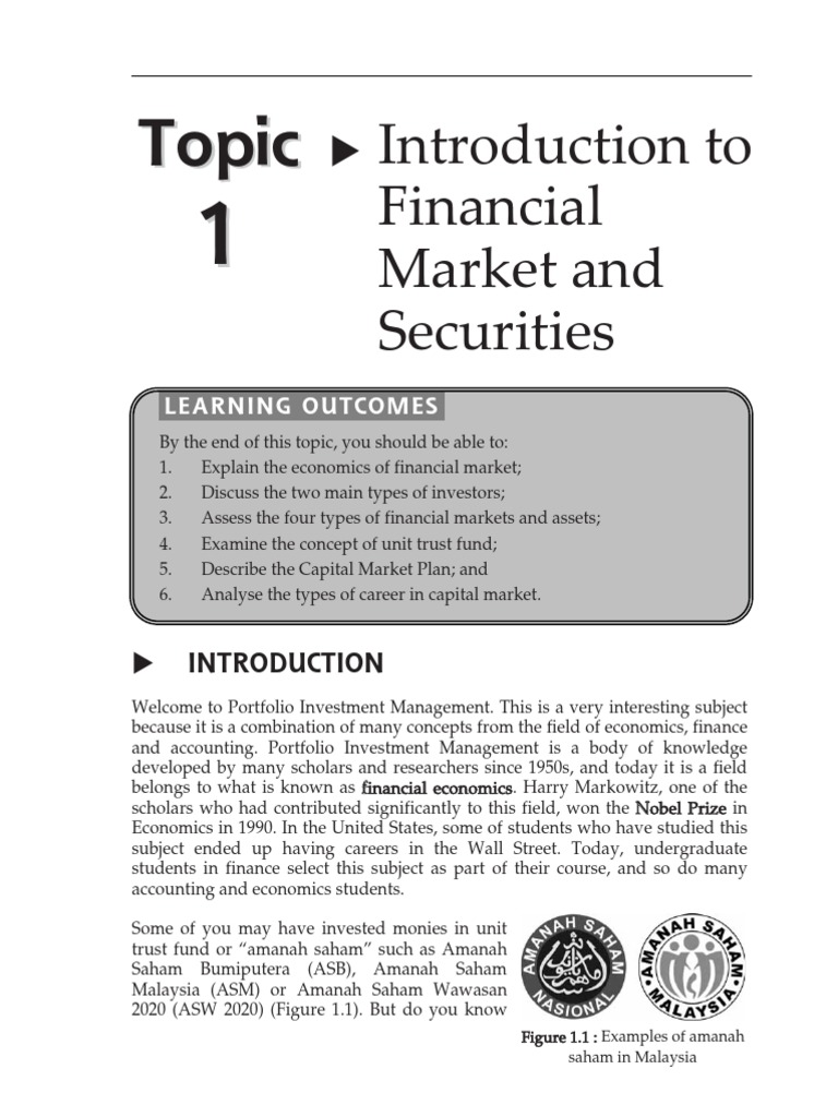Topic1 Introductionto Financial Market and Securities | PDF | Financial ...