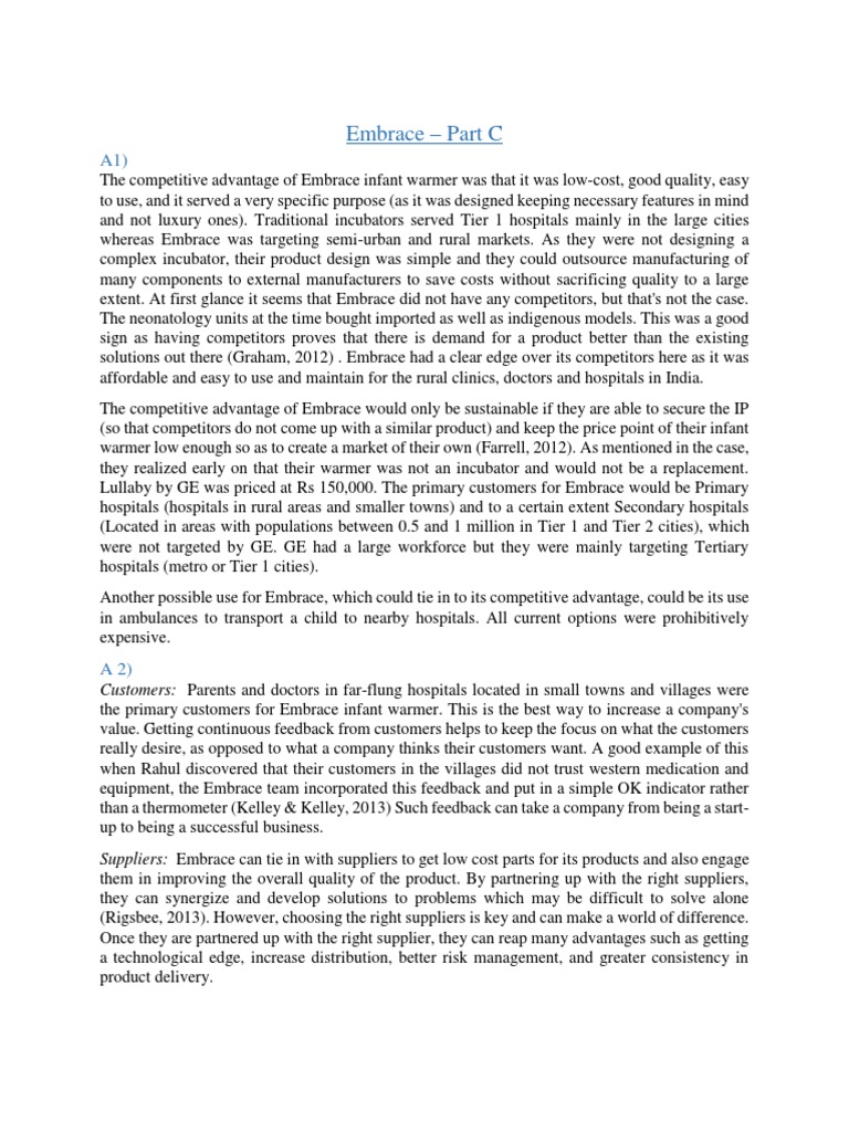 Embrace Case Study | PDF | Outsourcing | Competitive Advantage