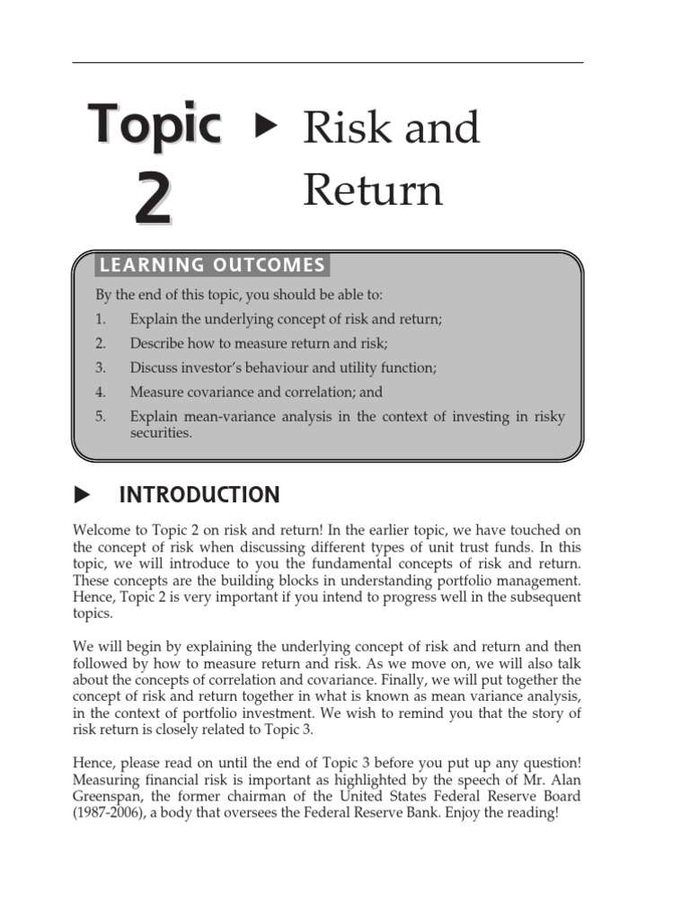 Topic2 Risk and Return | PDF | Risk Aversion | Correlation And Dependence