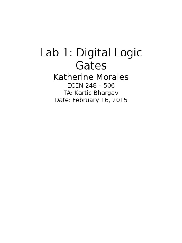 Digital Logic Gates Lab | PDF | Electronic Circuits | Electronic Design