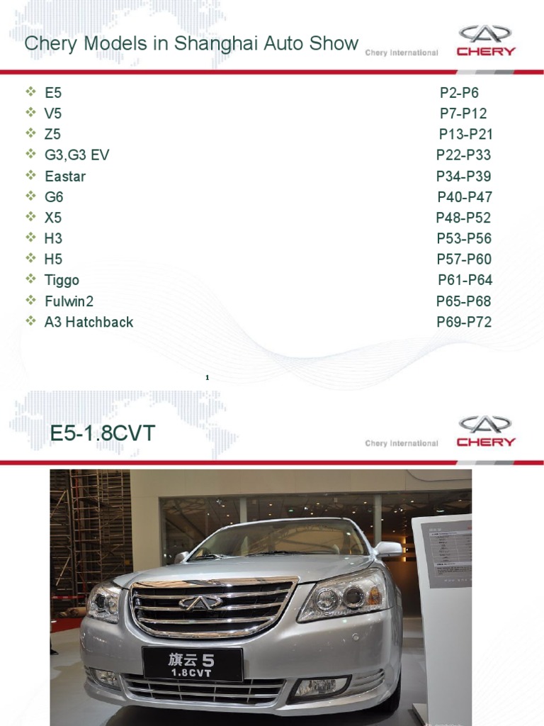 Chery Models Showcase at Shanghai Auto Show | PDF