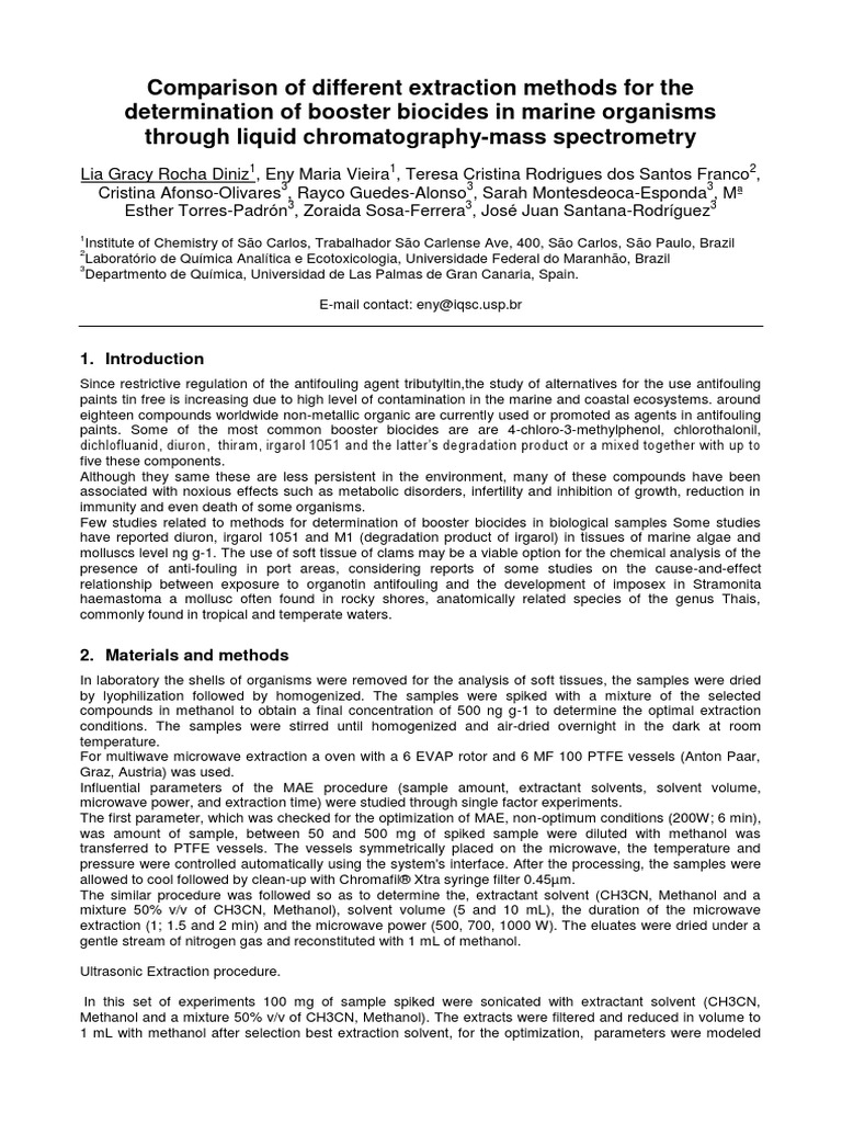Comparison Of Different Extraction Methods For The Determination Of