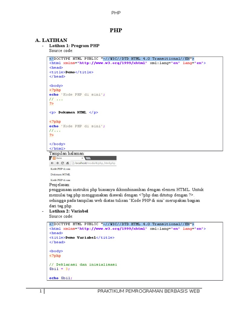 Laporan Pemrograman Berbasis Web - PHP | PDF