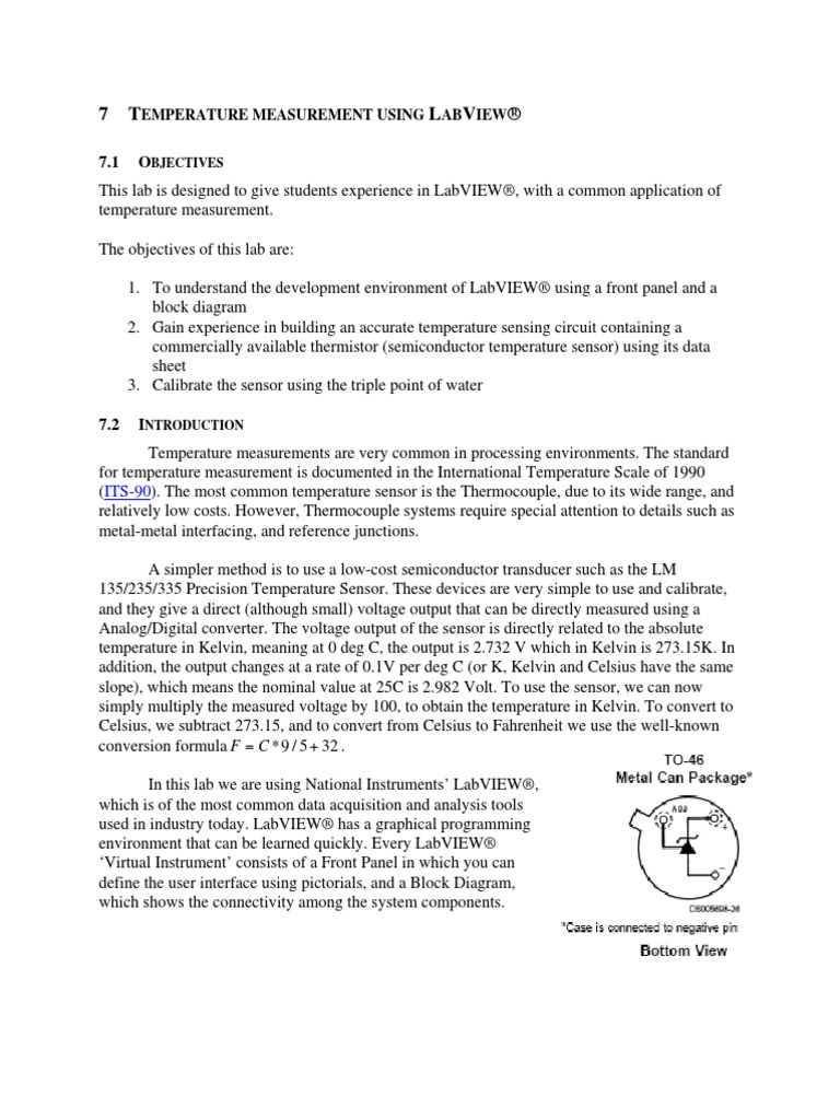 Lab7 Temperature Measurement Using LabVIEW PDF | PDF | Celsius ...