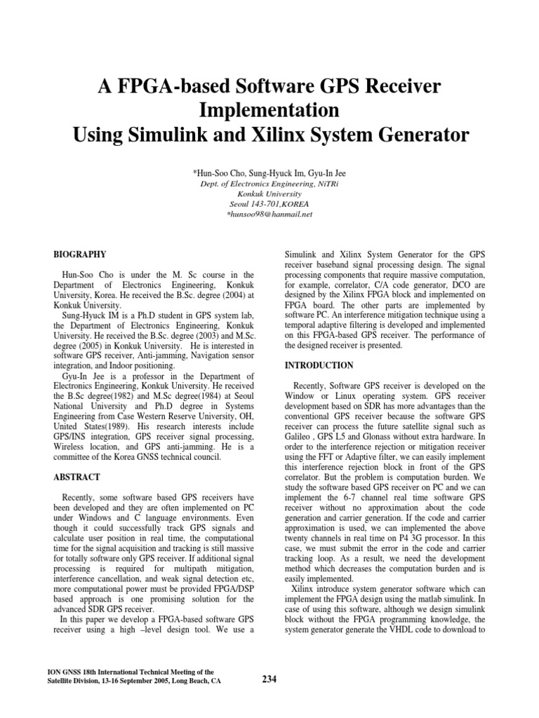 A FPGA-based Software GPS Receiver Simulink XSG PDF | PDF | Global Positioning System | Field ...