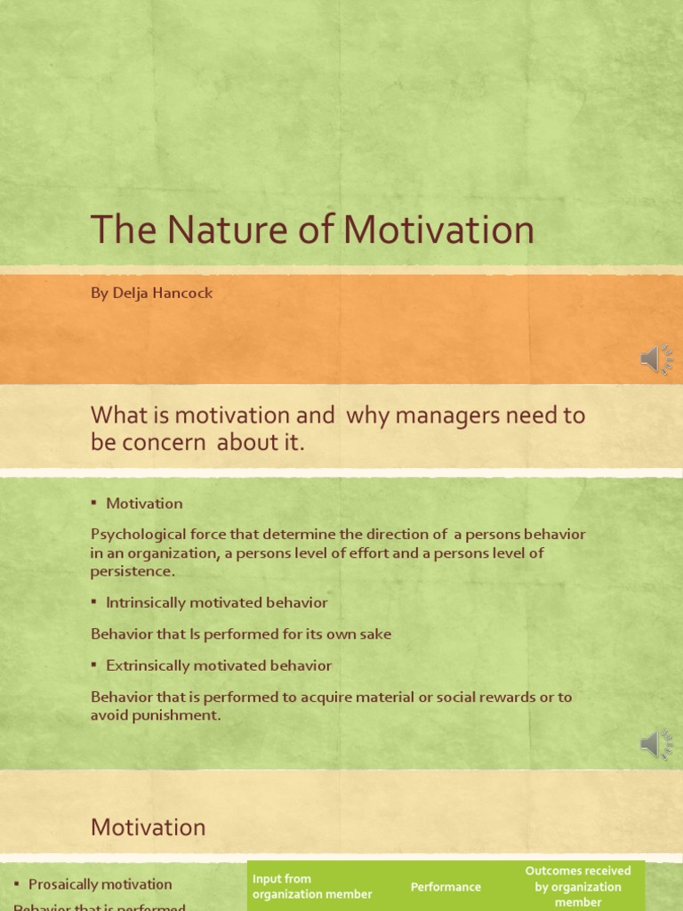 The Nature of Motivation PP | PDF | Business | Self-Improvement