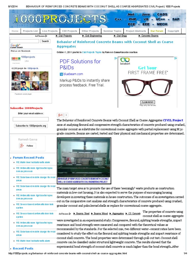 Behaviour of Reinforced Concrete Beams With Coconut Shell As Coarse ...