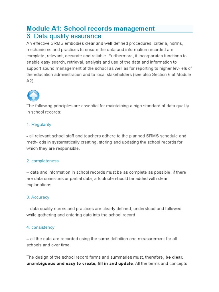 6) Module A1 School Records Management | PDF | Data Quality | Records ...
