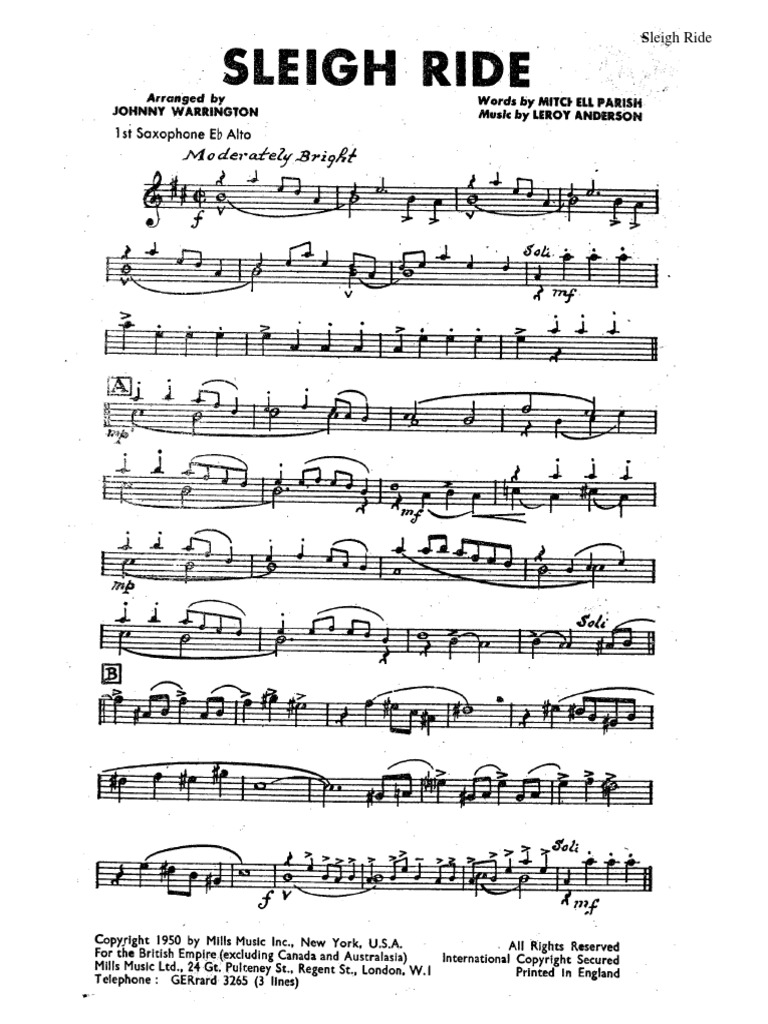 Sleigh Ride - FULL Big Band - Warrington | PDF