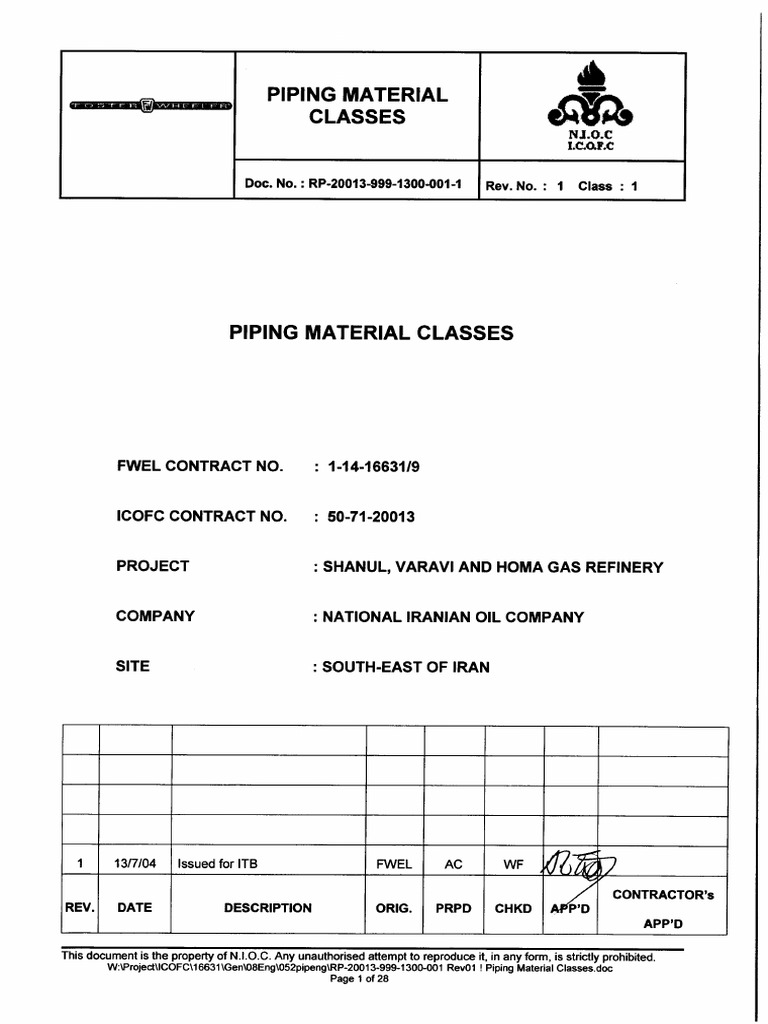 Piping Material Class | PDF
