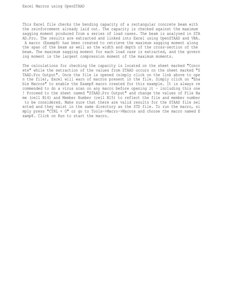 Excel Macros Using OpenSTAAD | PDF